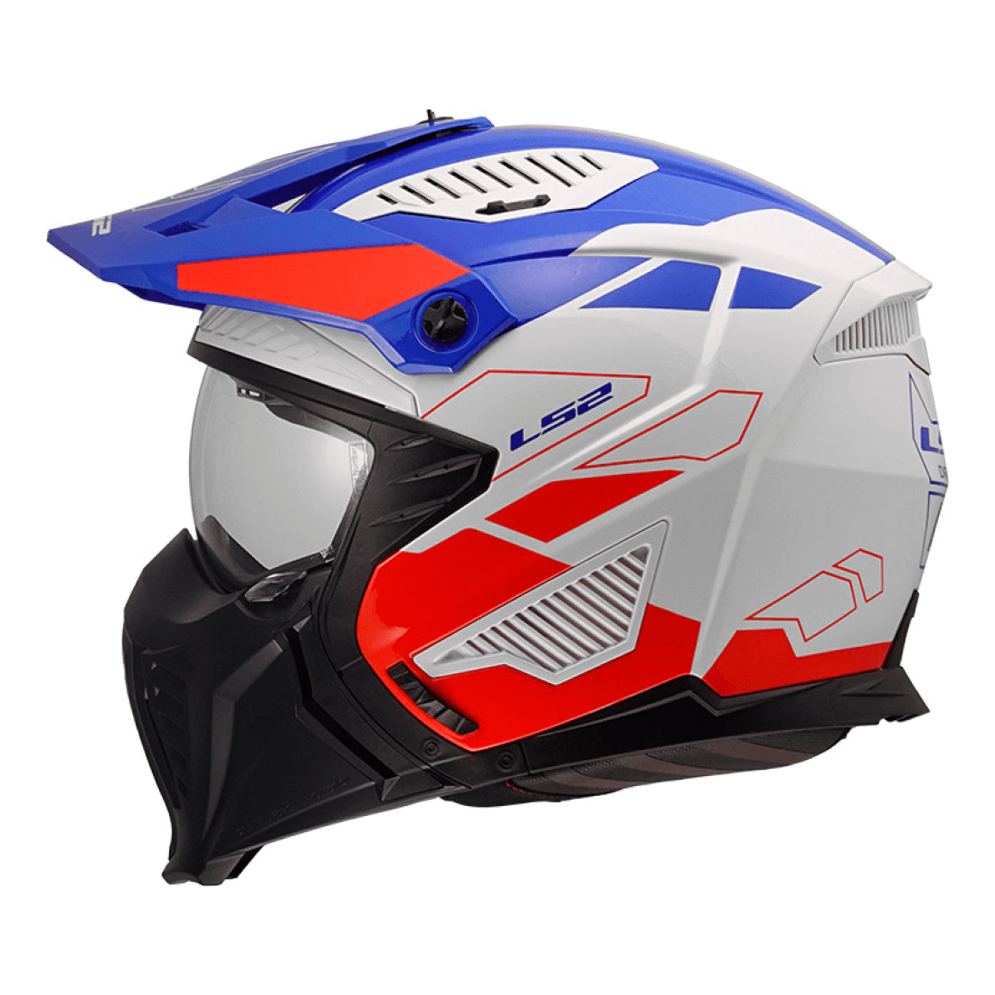Κράνος LS2 Drifter OF606 Trek λευκό-μπλέ-κόκκινο γυαλιστερό - MotoRAID